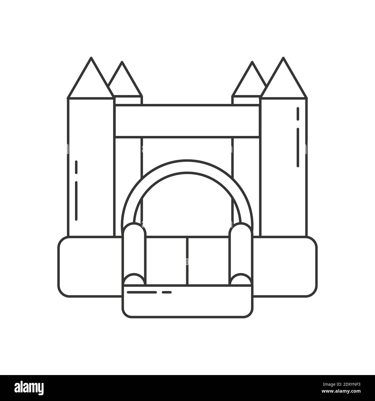 Bouncy castle outline icon. Jumping house on kids playground. Vector ...