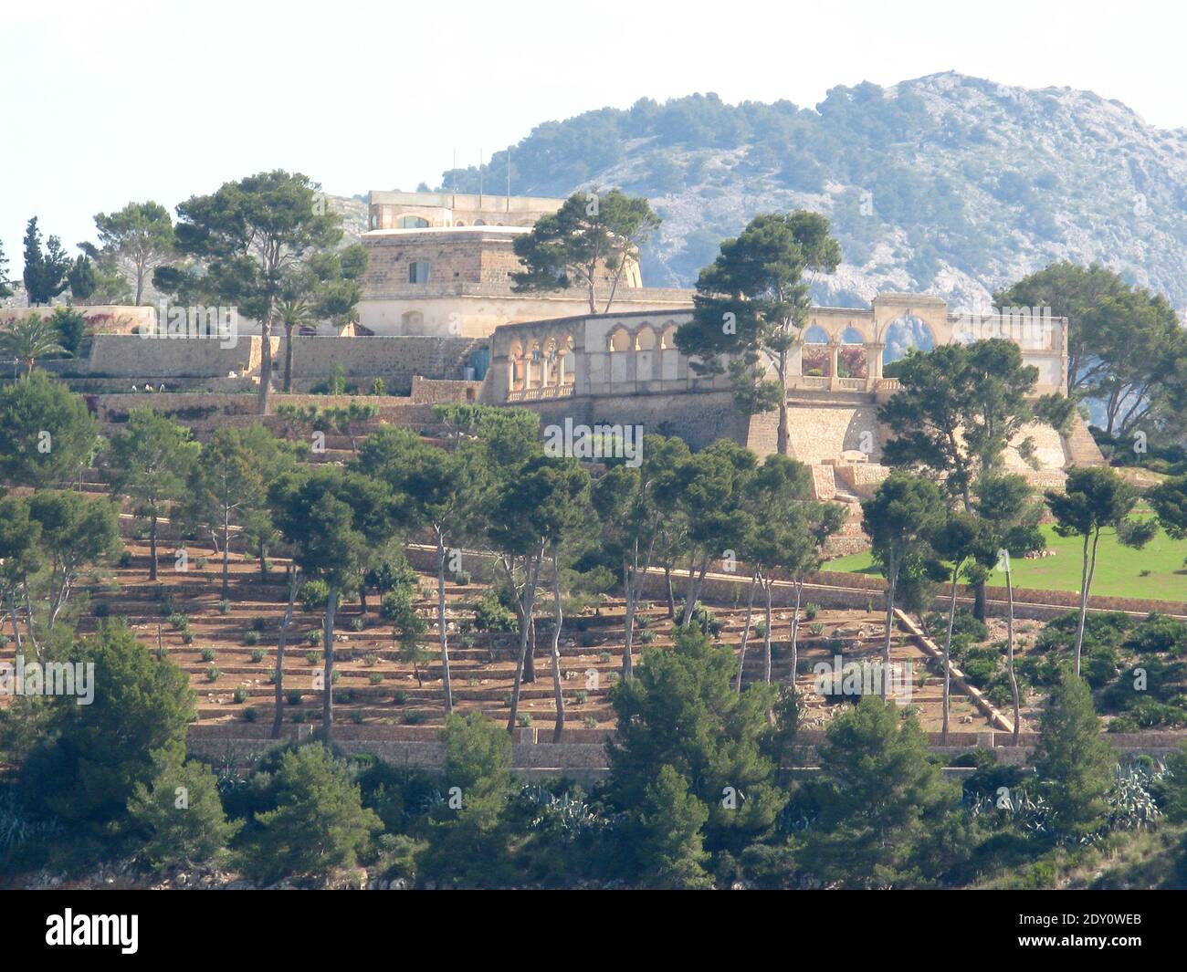 Agricultural terraces inland of Spanish Balearic Island of Mallorca ...