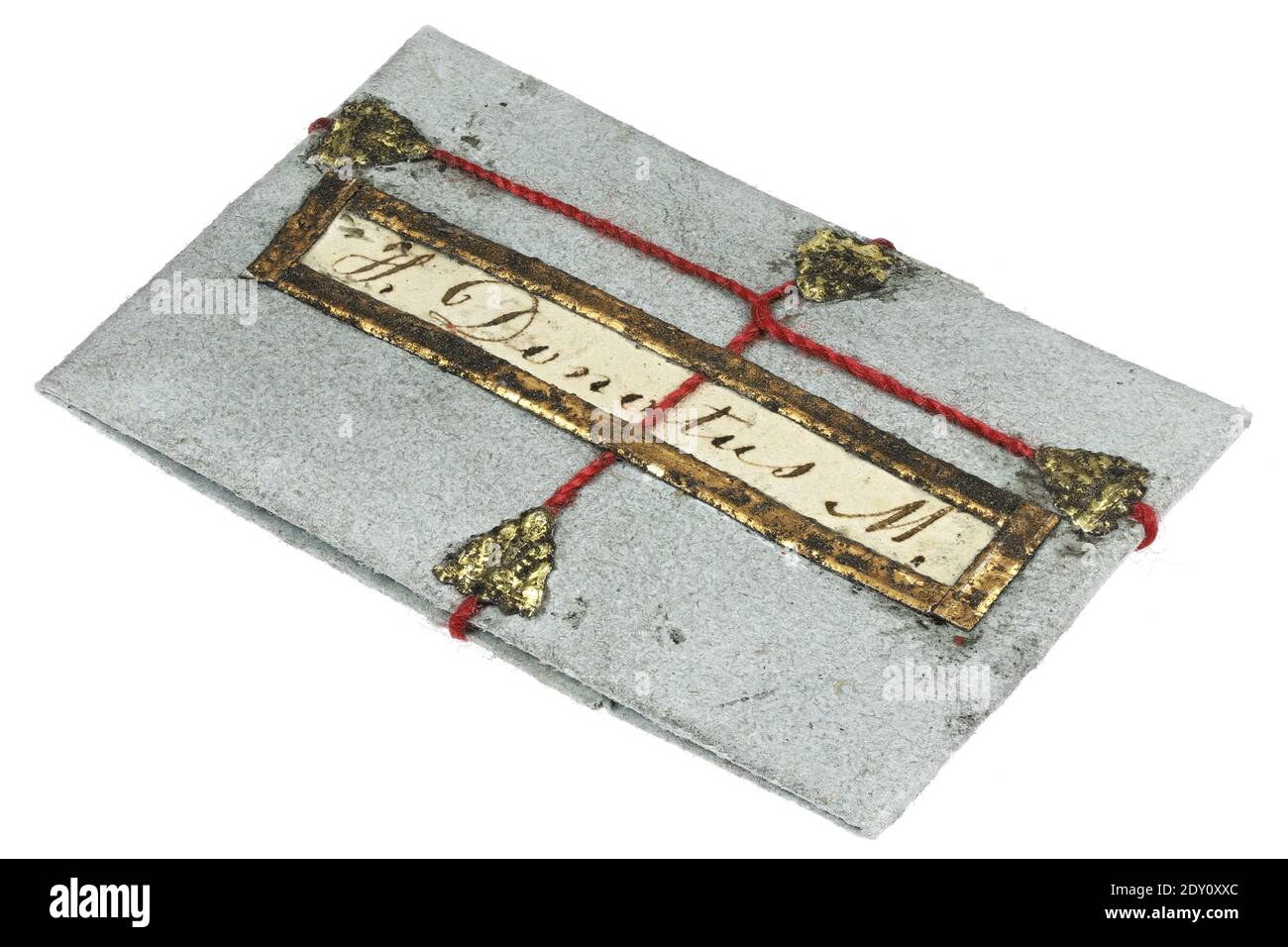 folded paper relic to Saint Donatus isolated on white background Stock ...