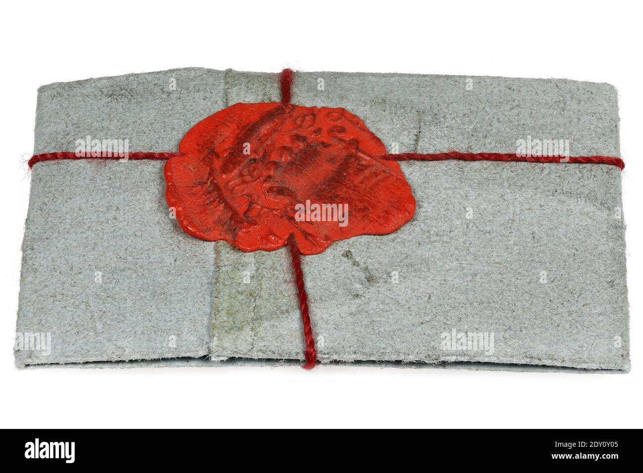 folded paper relic with wax seal isolated on white background Stock ...