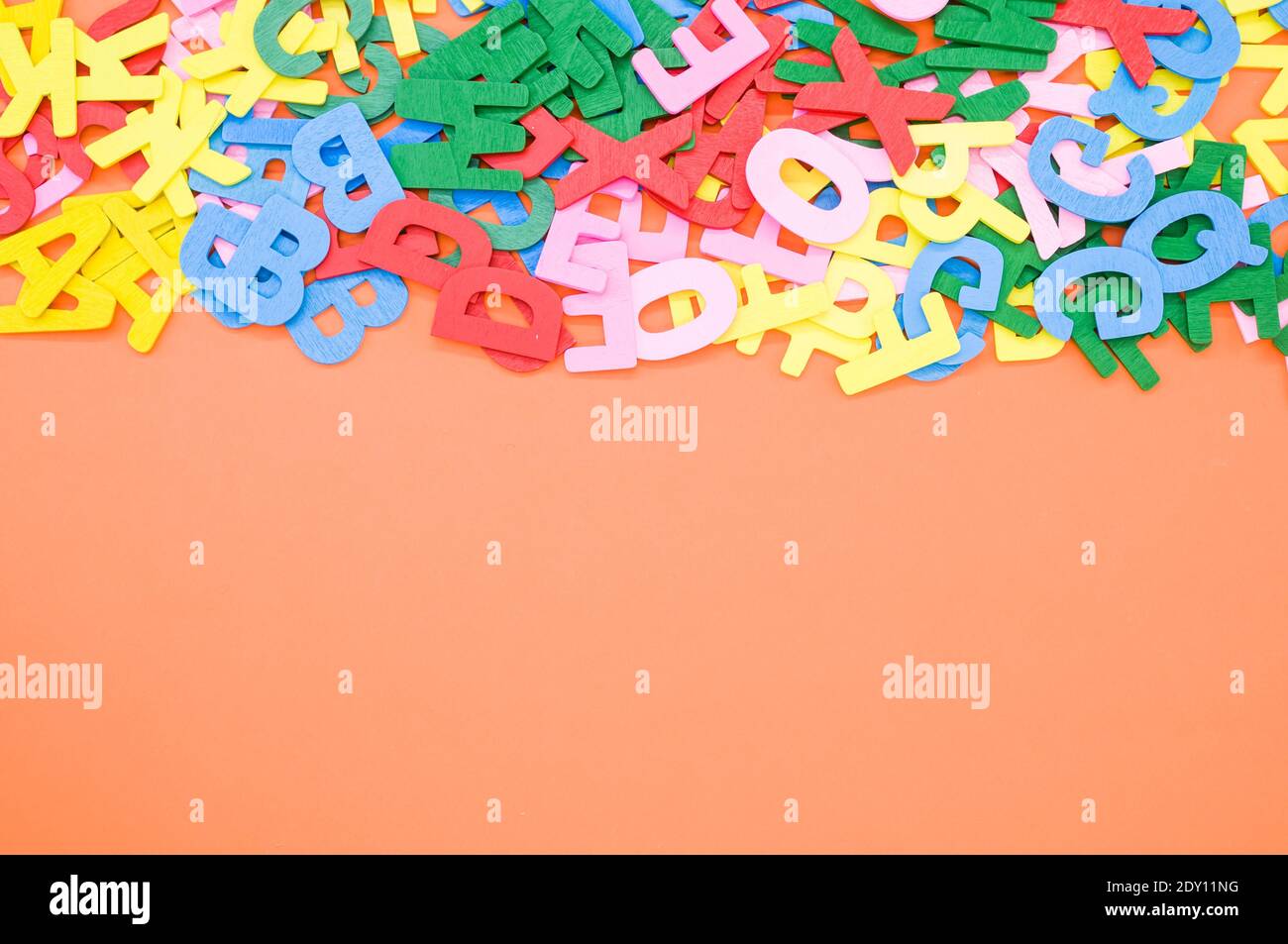 A top view closeup of the letters of the English alphabet isolated on ...