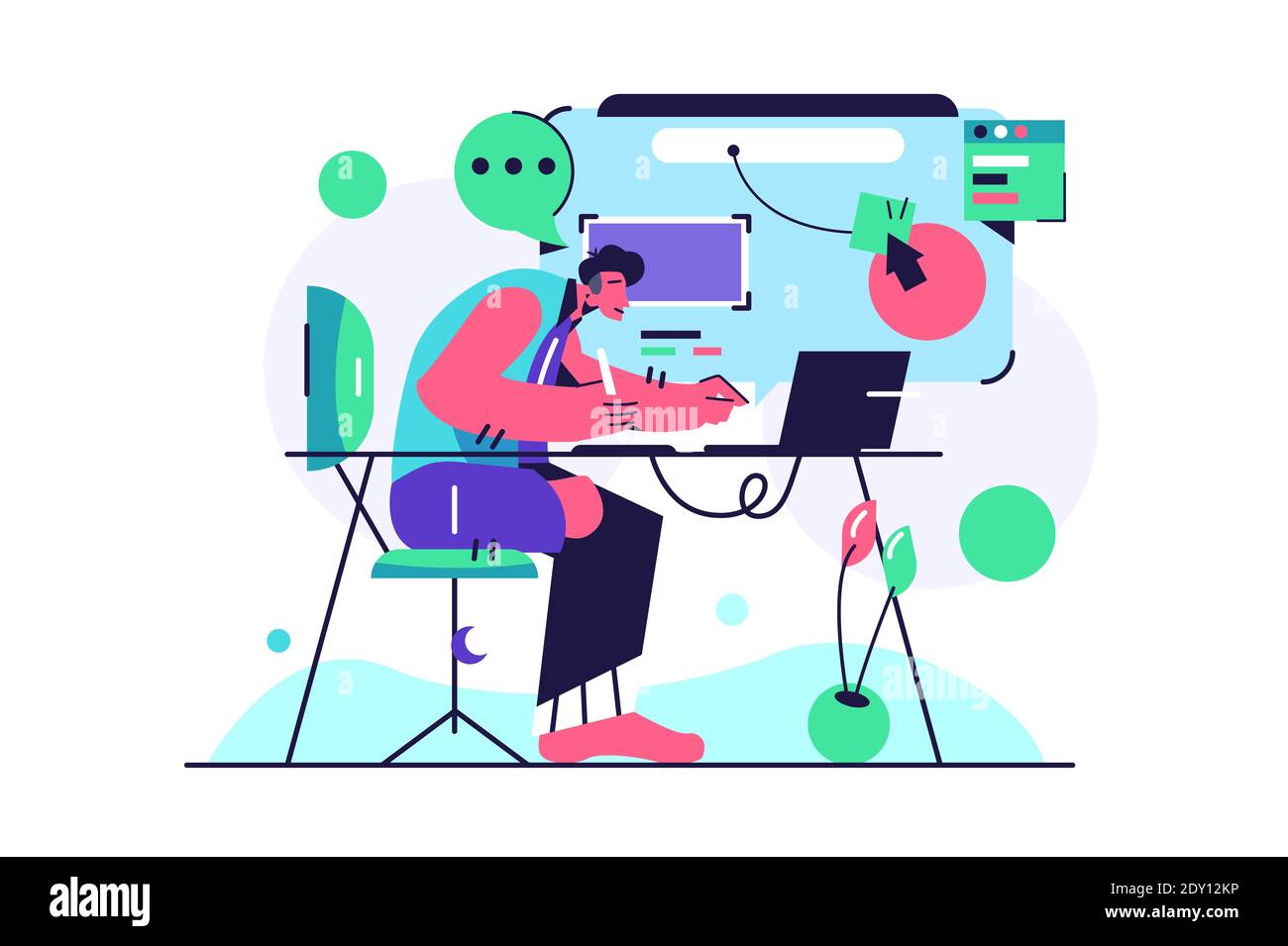 Cartoon computer technology work device Cut Out Stock Images & Pictures ...