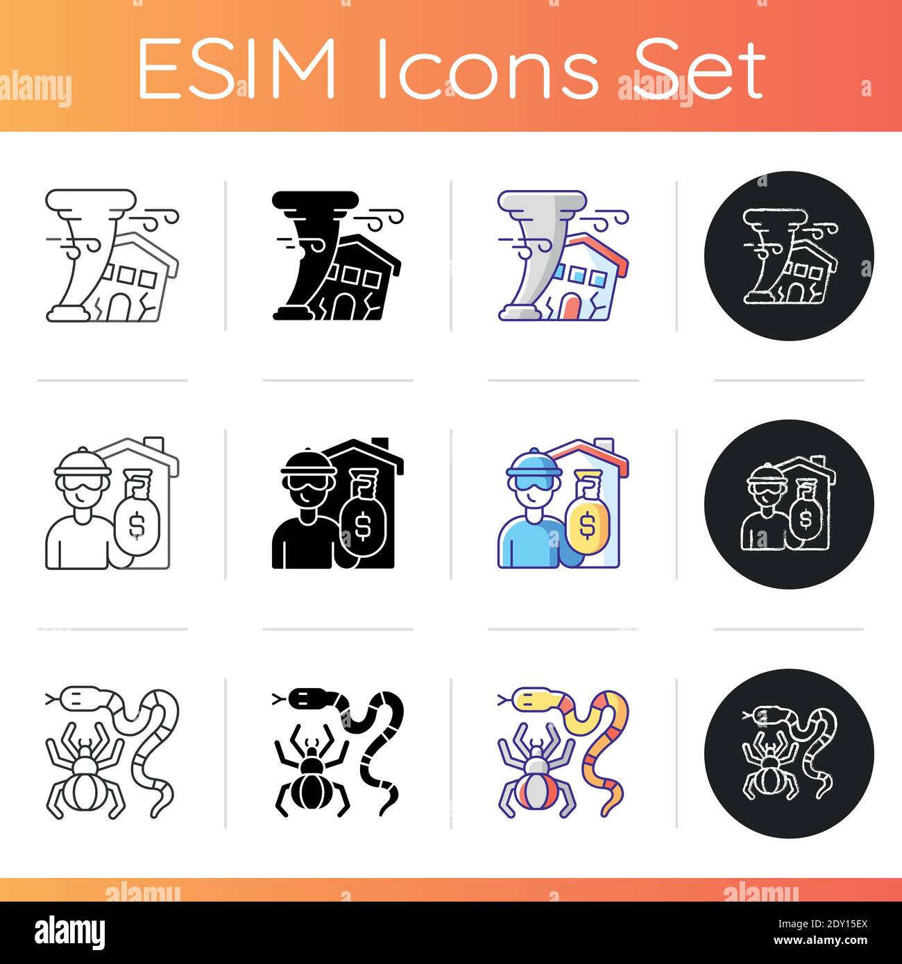 Preventing house hazards icons set Stock Vector Image & Art - Alamy