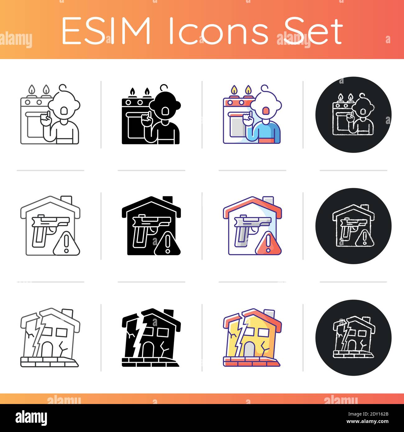 Home hazards prevention icons set Stock Vector Image & Art - Alamy