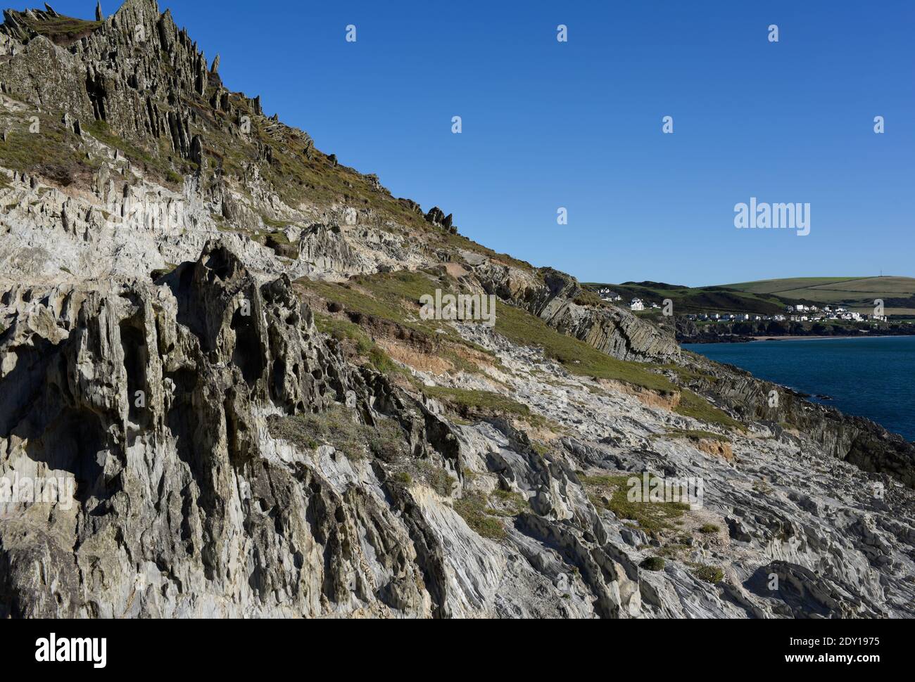 Jagged rocks at Morte Point, North Devon, England Stock Photo - Alamy