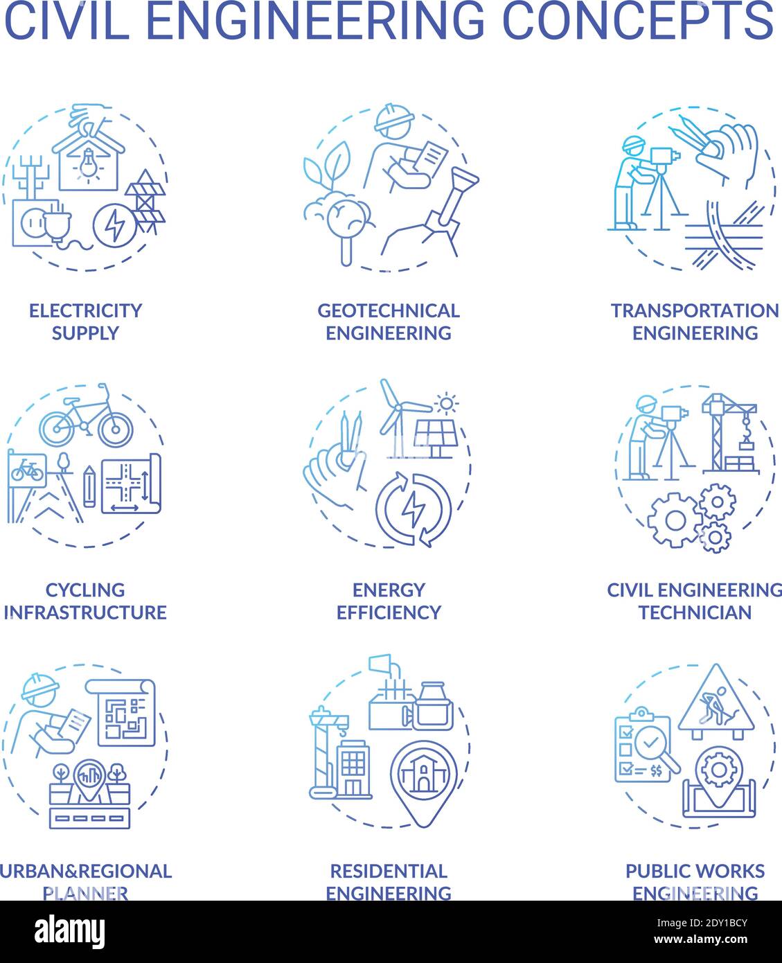 Civil engineering blue gradient concept icons set Stock Vector Image & Art - Alamy