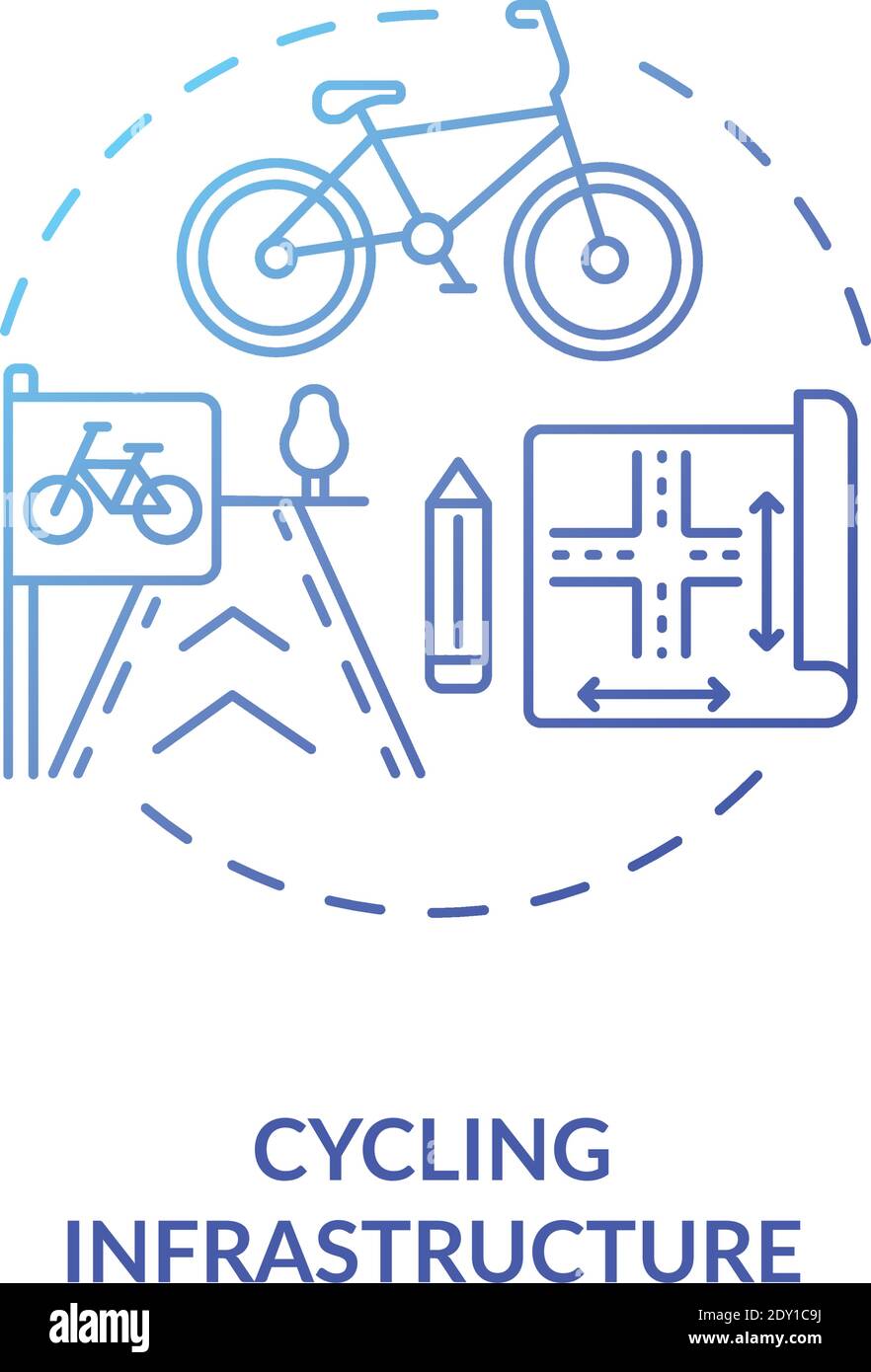 Cycling infrastructure blue gradient concept icon Stock Vector Image ...
