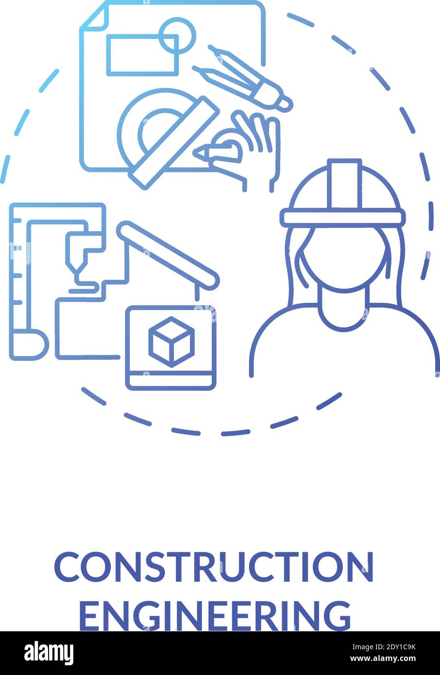 Construction engineering blue gradient concept icon Stock Vector Image ...