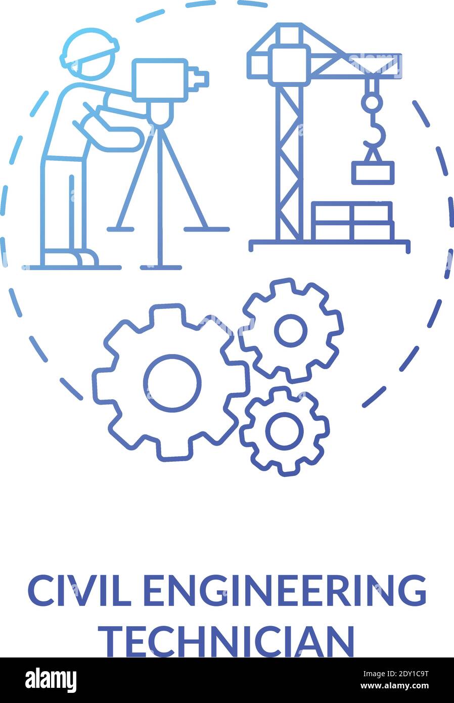 Civil engineering technician blue gradient concept icon Stock Vector ...