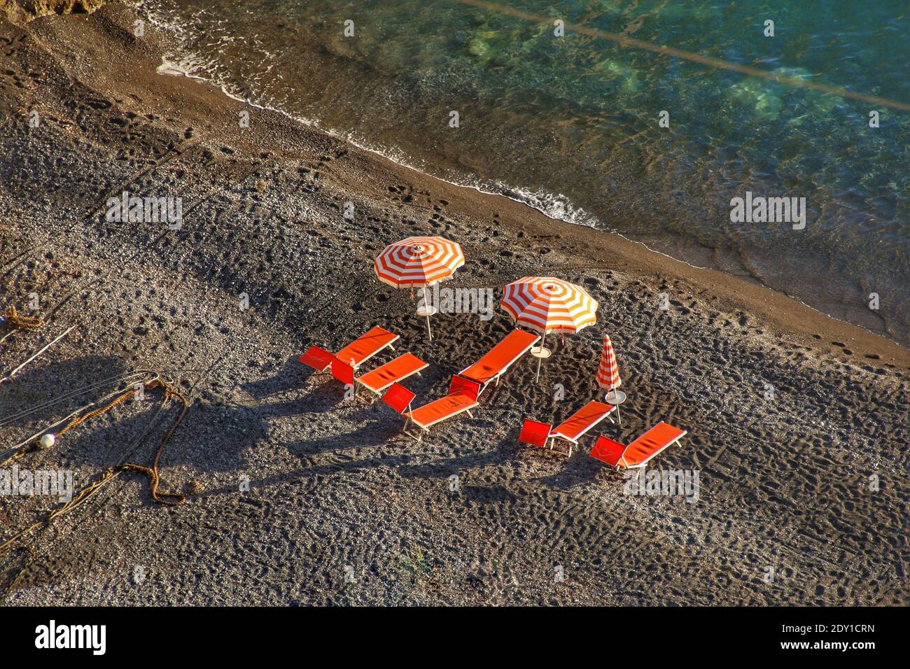 Aerial View Of Parasols On Beach Stock Photo - Alamy