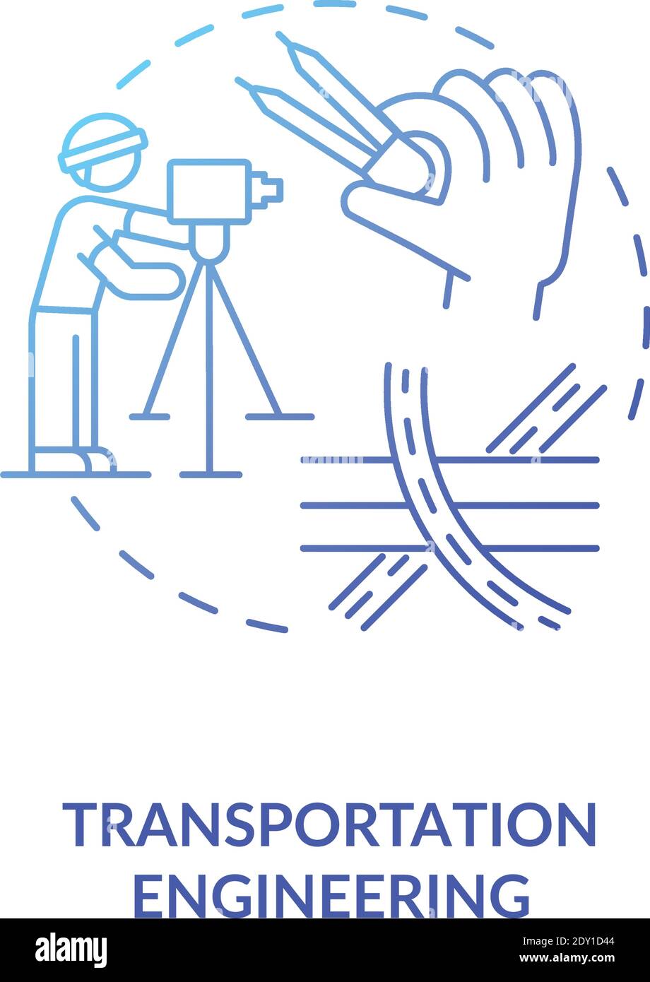 Transportation engineering dark blue gradient concept icon Stock Vector ...