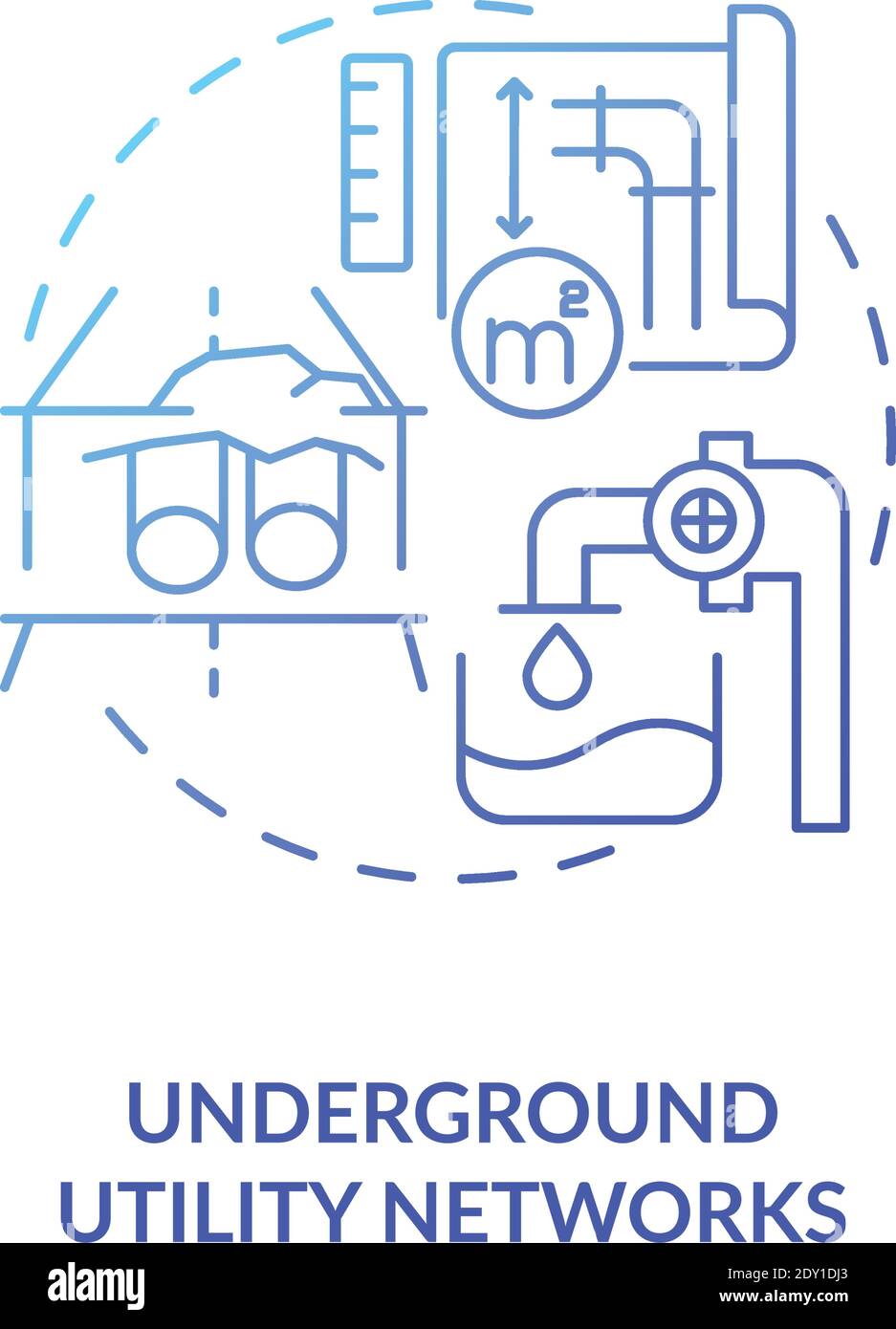 Underground utility network blue gradient concept icon Stock Vector ...