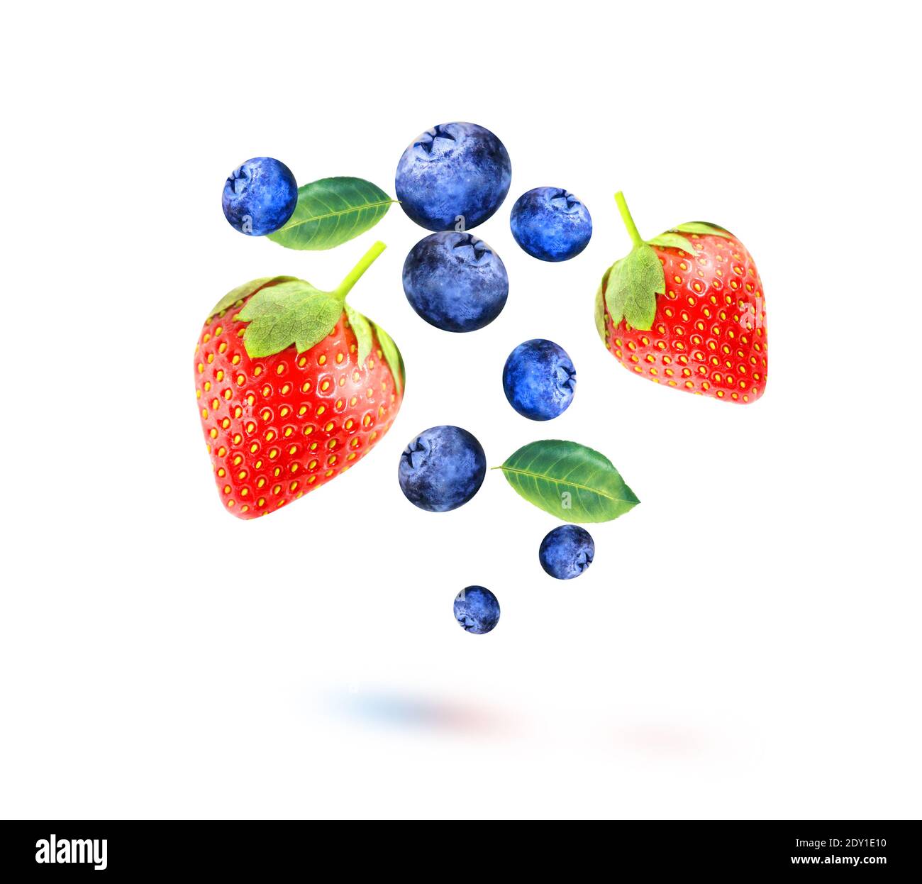Bright photo of strawberries and blueberries isolated on a white ...