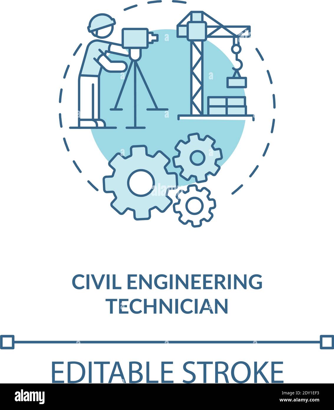 Civil engineering technician turquoise concept icon Stock Vector Image ...