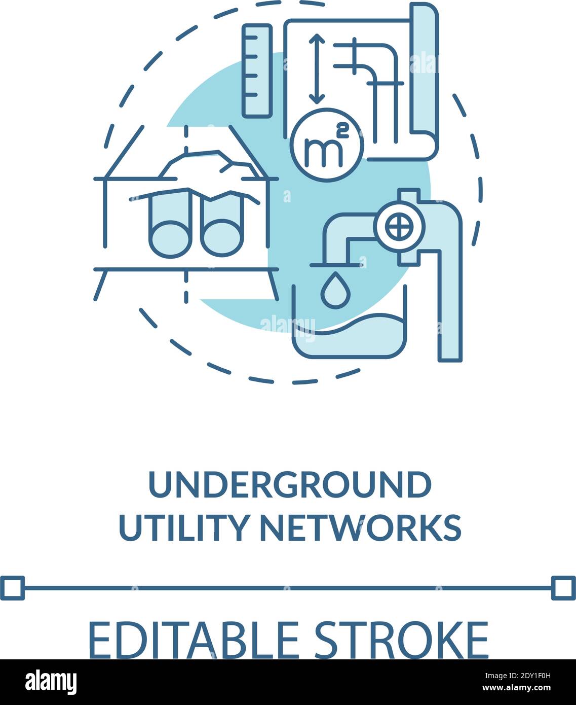 Underground utility network turquoise concept icon Stock Vector Image ...