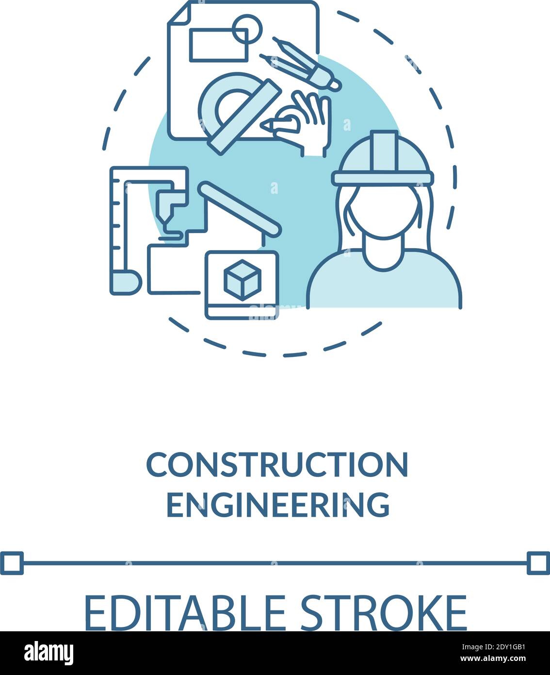 Construction engineering turquoise concept icon Stock Vector Image ...