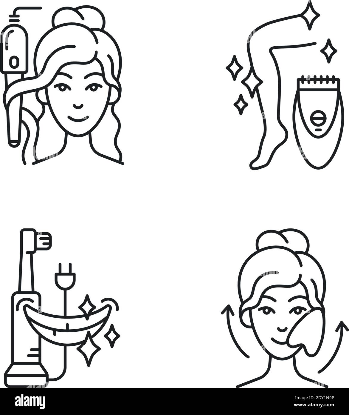 Skin-care tools linear icons set Stock Vector Image & Art - Alamy
