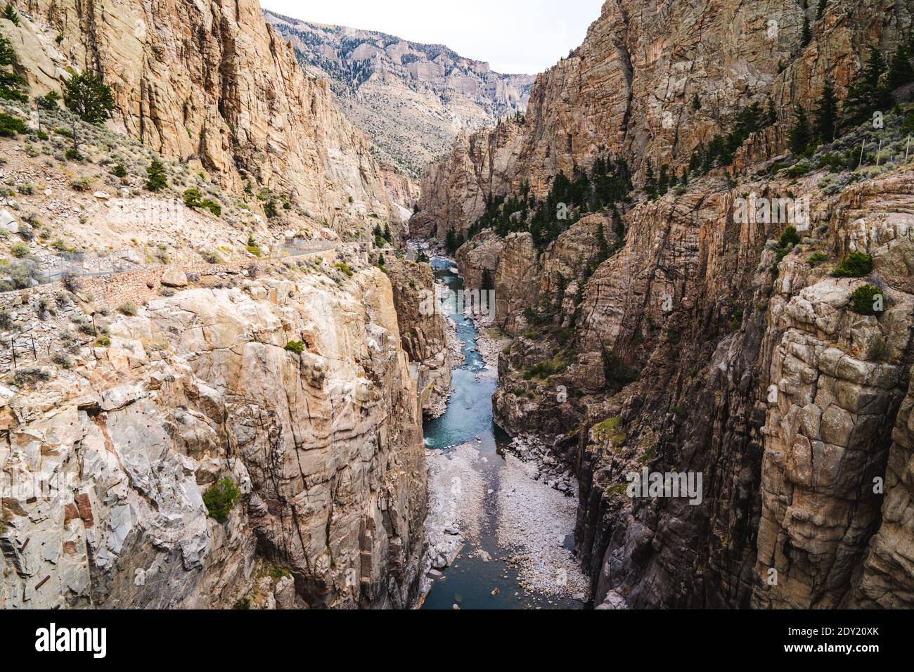 Canyon and Shoshone River at the Buffalo Bill Dam in Cody Wyoming Stock ...