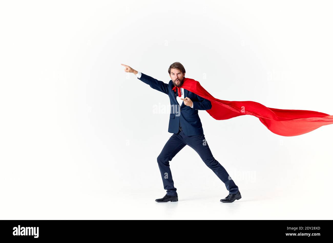 businessman superhero suit victory light background success advertising ...
