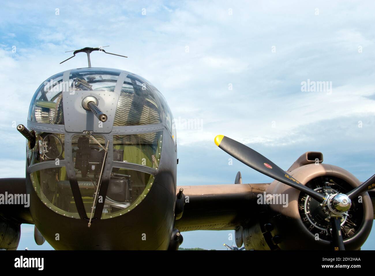 Guns and engines of a B-25 Mitchell, an American World War Two-era ...