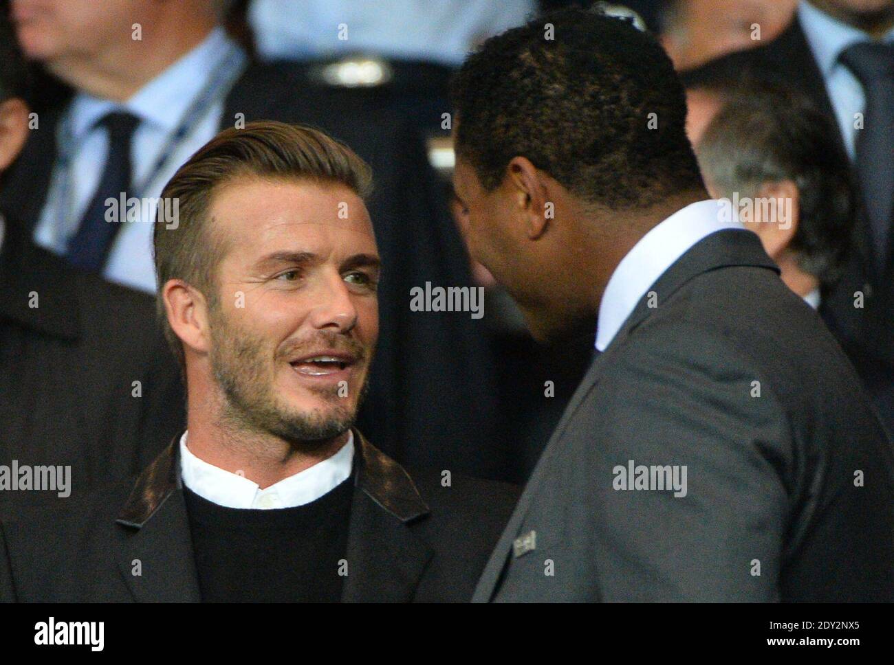 David Beckham and Patrick Kluivert attending the UEFA Champions League ...