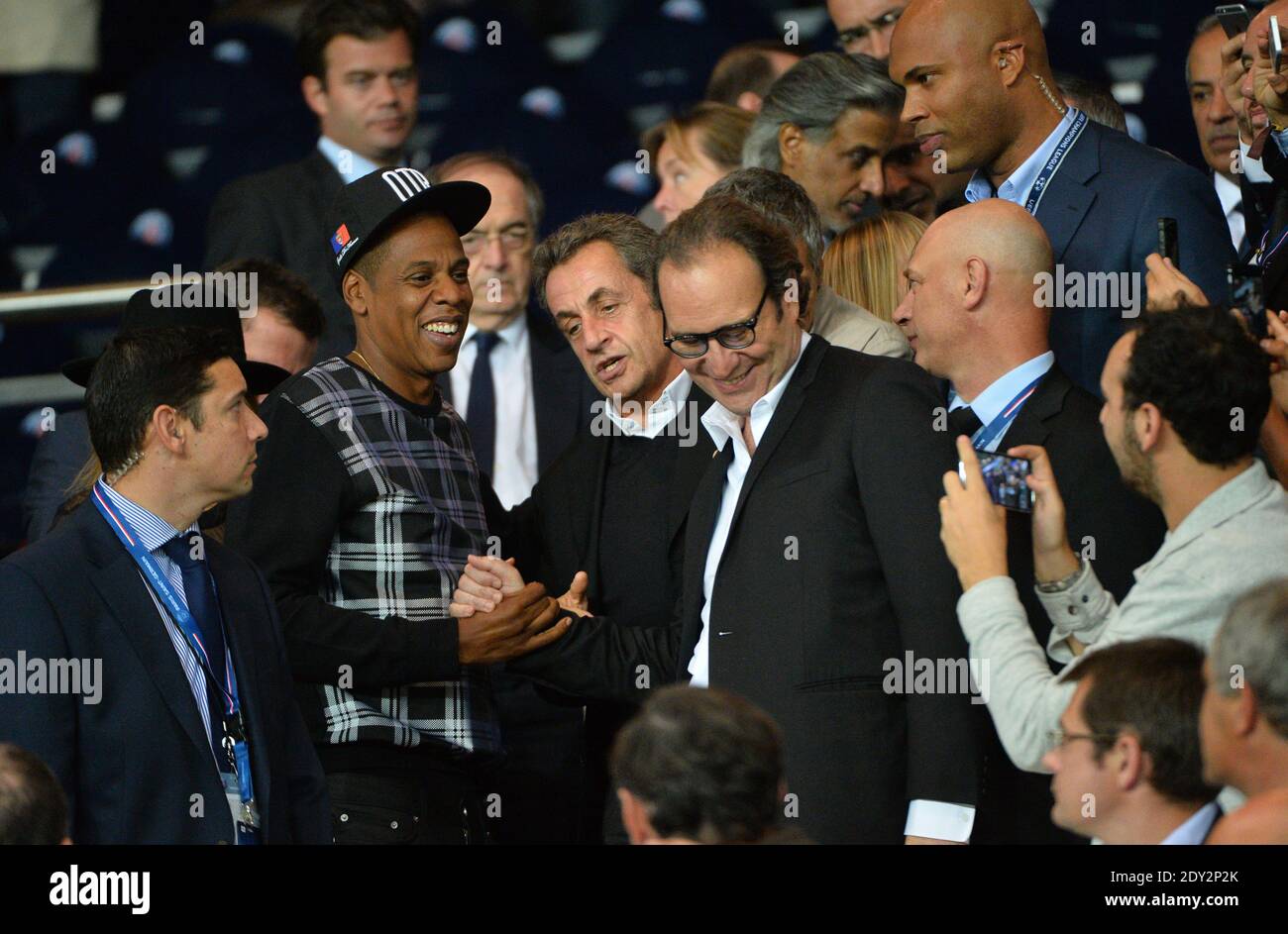 Jay-Z and former French president Nicolas Sarkozy attending the UEFA ...