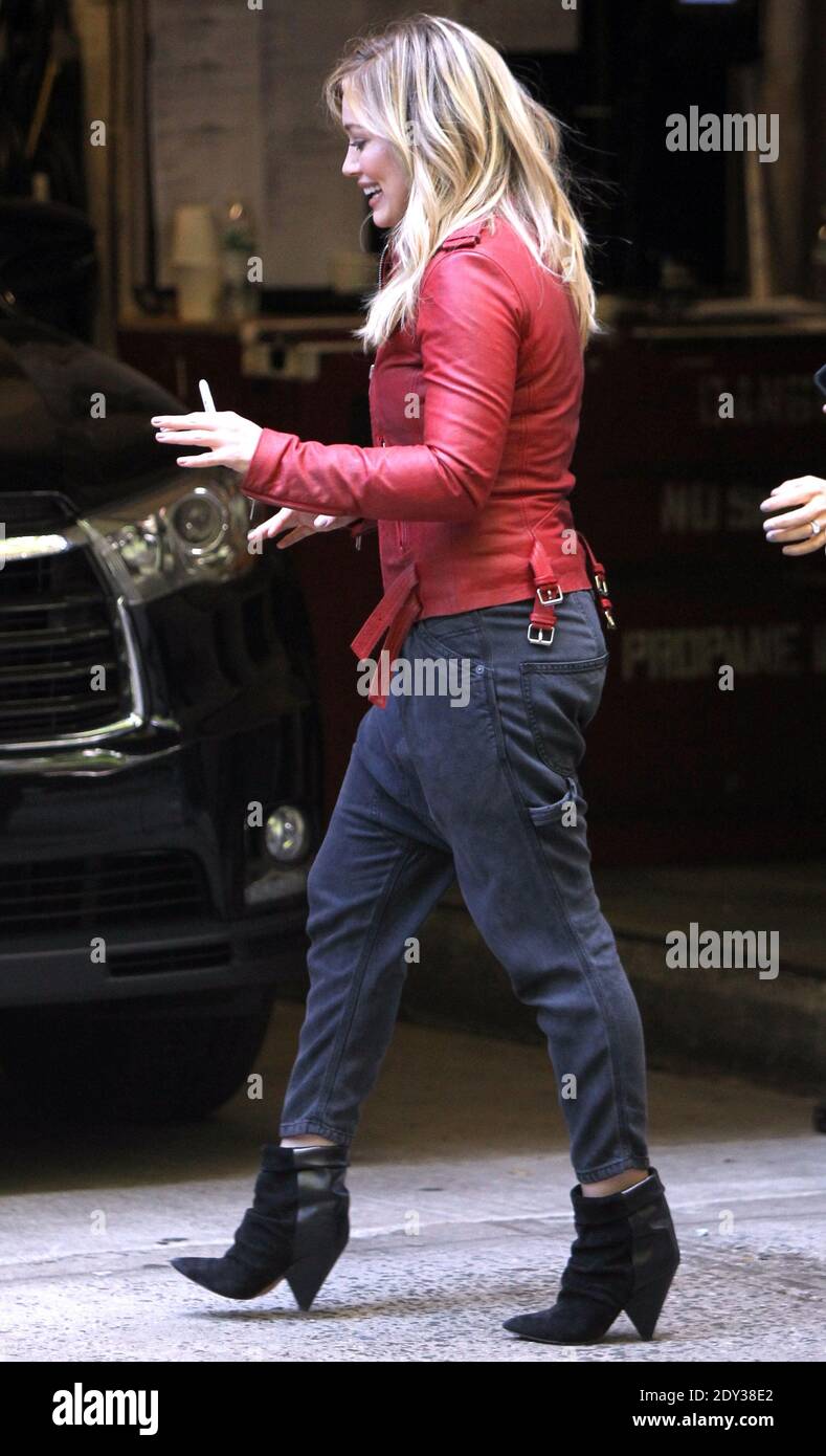 U.S actress Hilary Duff is posing and signing for fans outside the TV ...