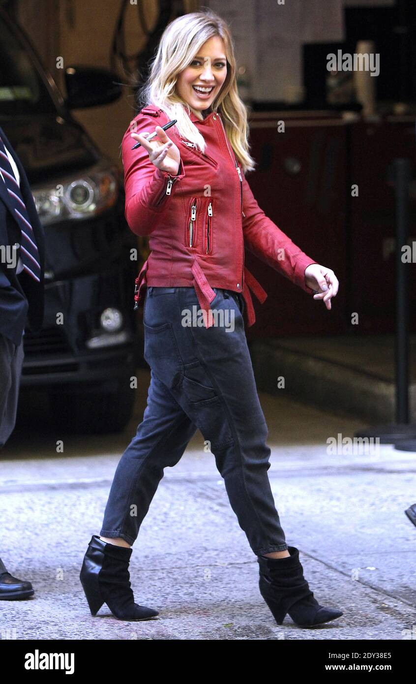 U.S actress Hilary Duff is posing and signing for fans outside the TV ...