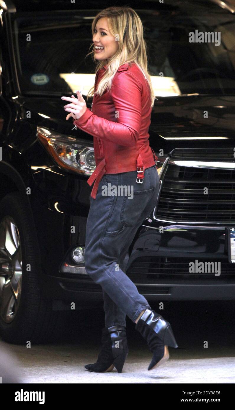 U.S actress Hilary Duff is posing and signing for fans outside the TV ...