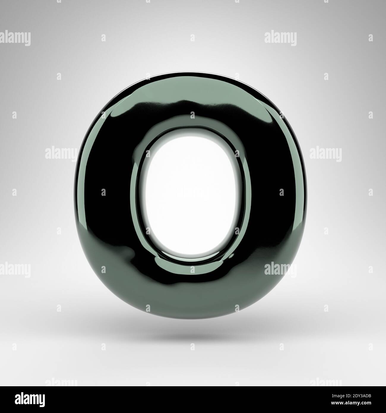 Letter O uppercase on white background. Green chrome 3D rendered font ...