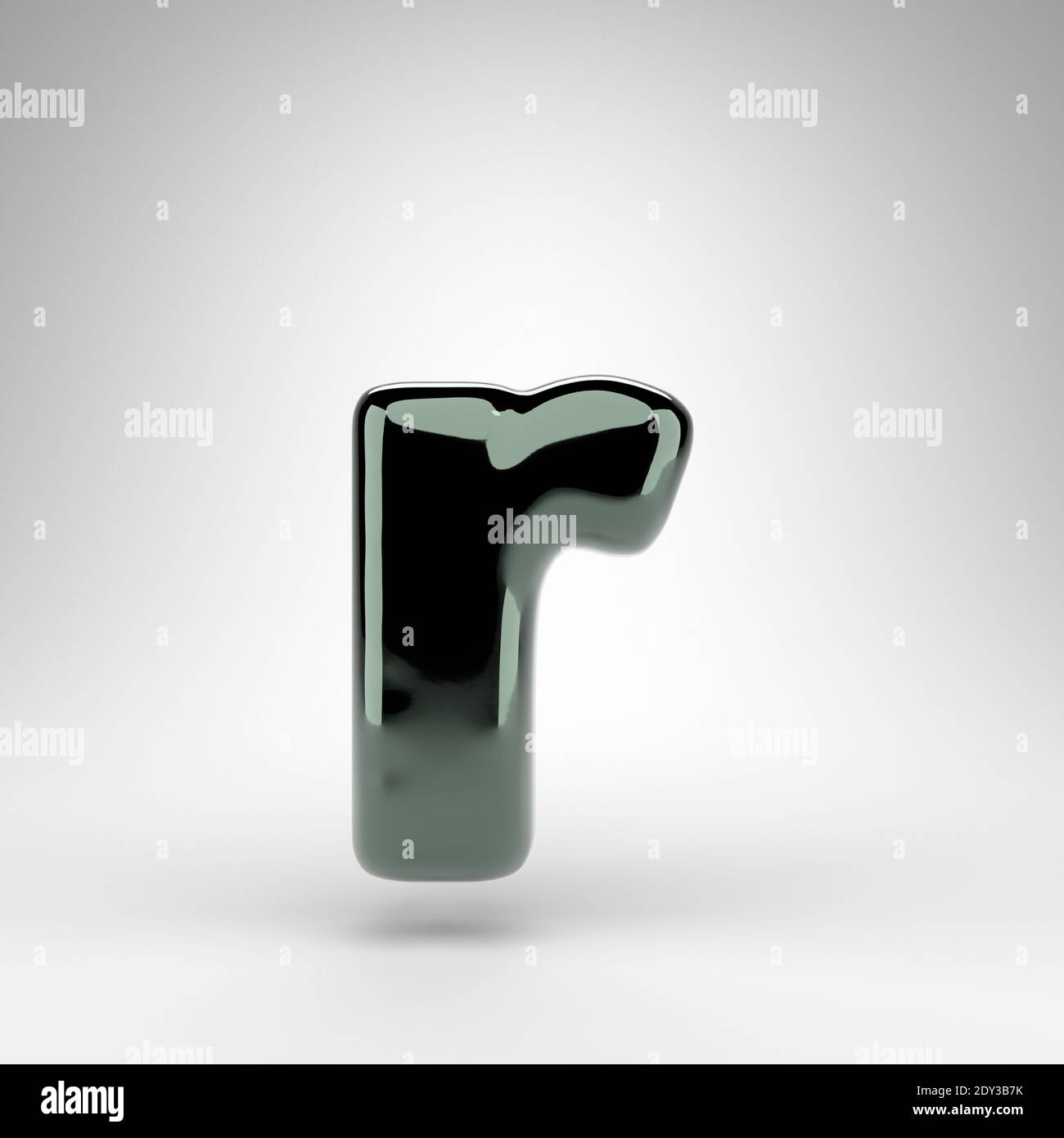 Letter R lowercase on white background. Green chrome 3D rendered font ...
