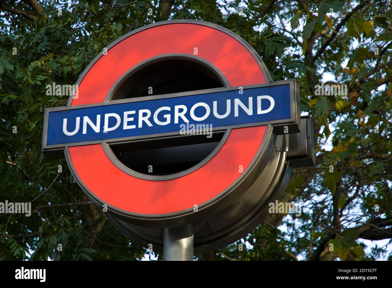 A classic red "Underground" train station sign, London, England Stock ...