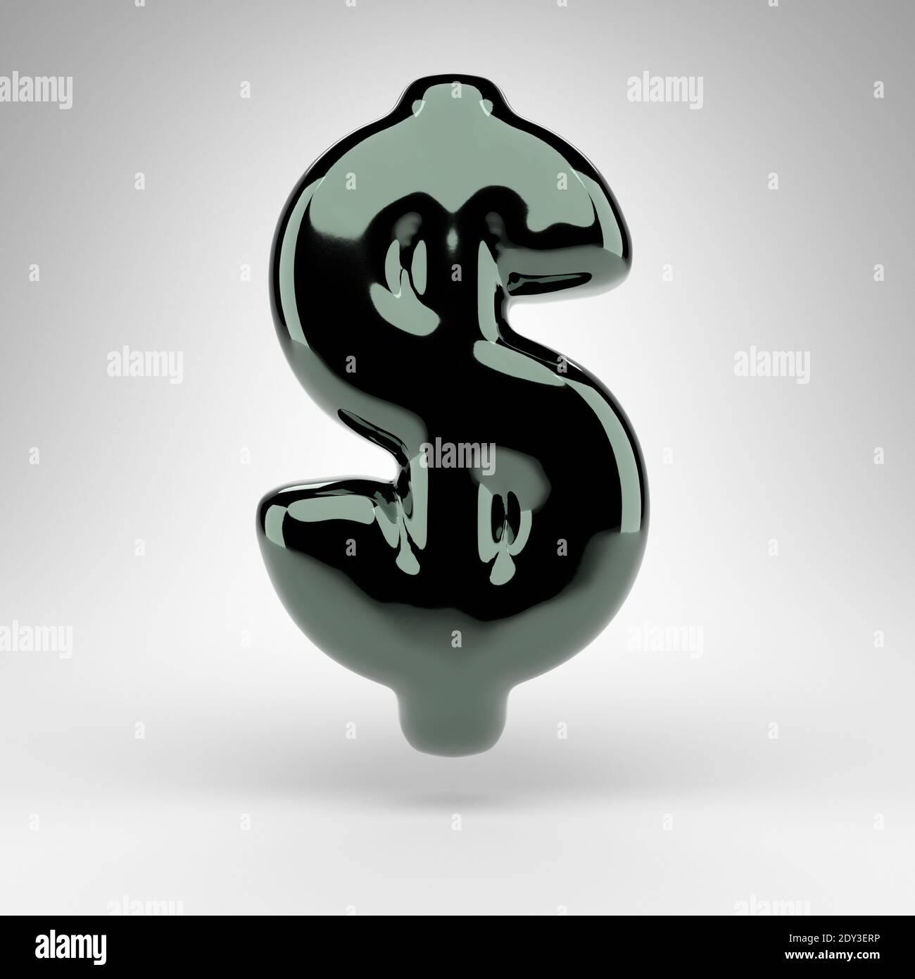 Dollar symbol on white background. Green chrome 3D rendered sign with ...