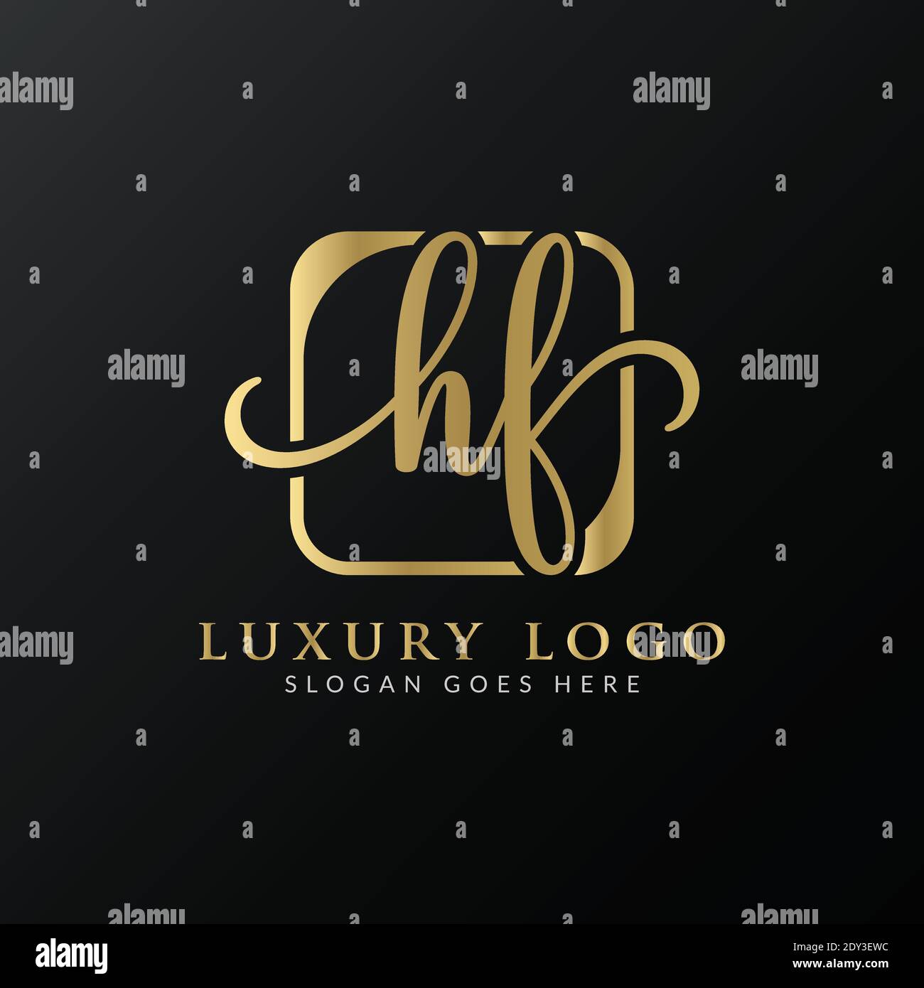 HF Logo Design Vector Template. Initial Luxury Letter HF Vector ...