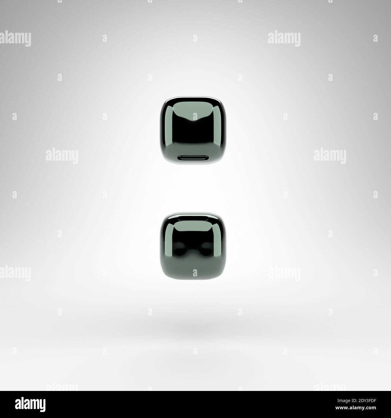 Colon symbol on white background. Green chrome 3D rendered sign with ...