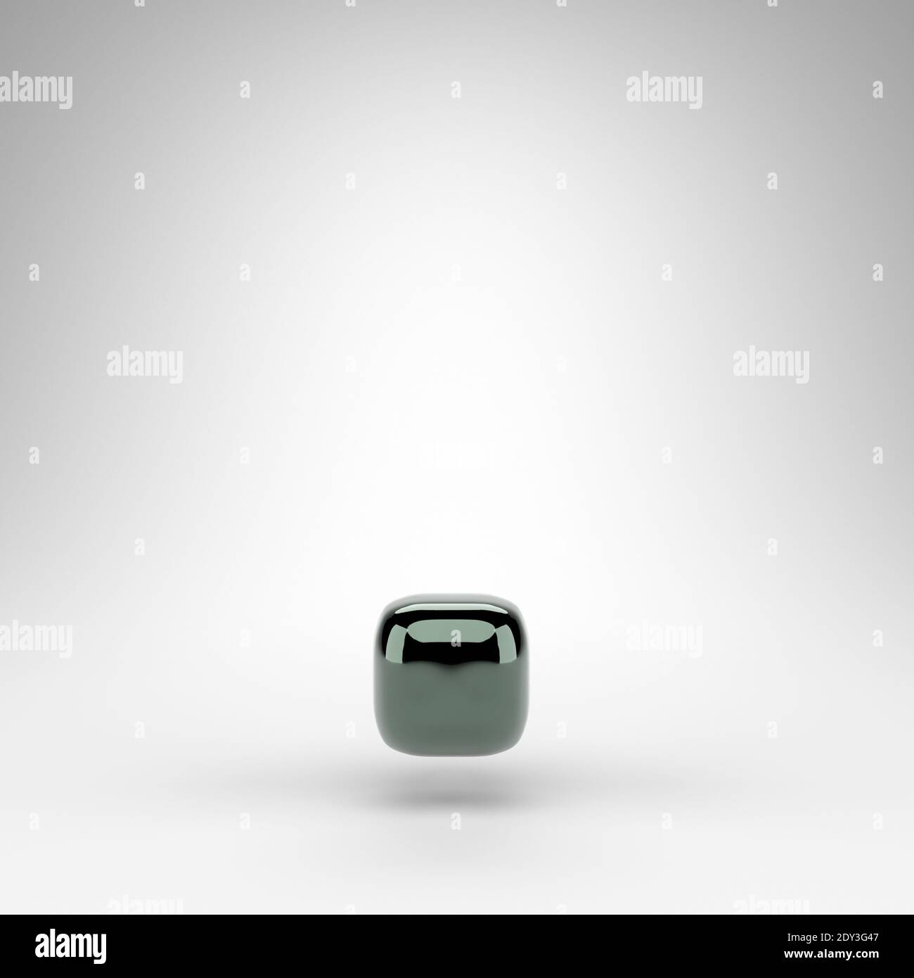 Period symbol on white background. Green chrome 3D rendered sign with ...