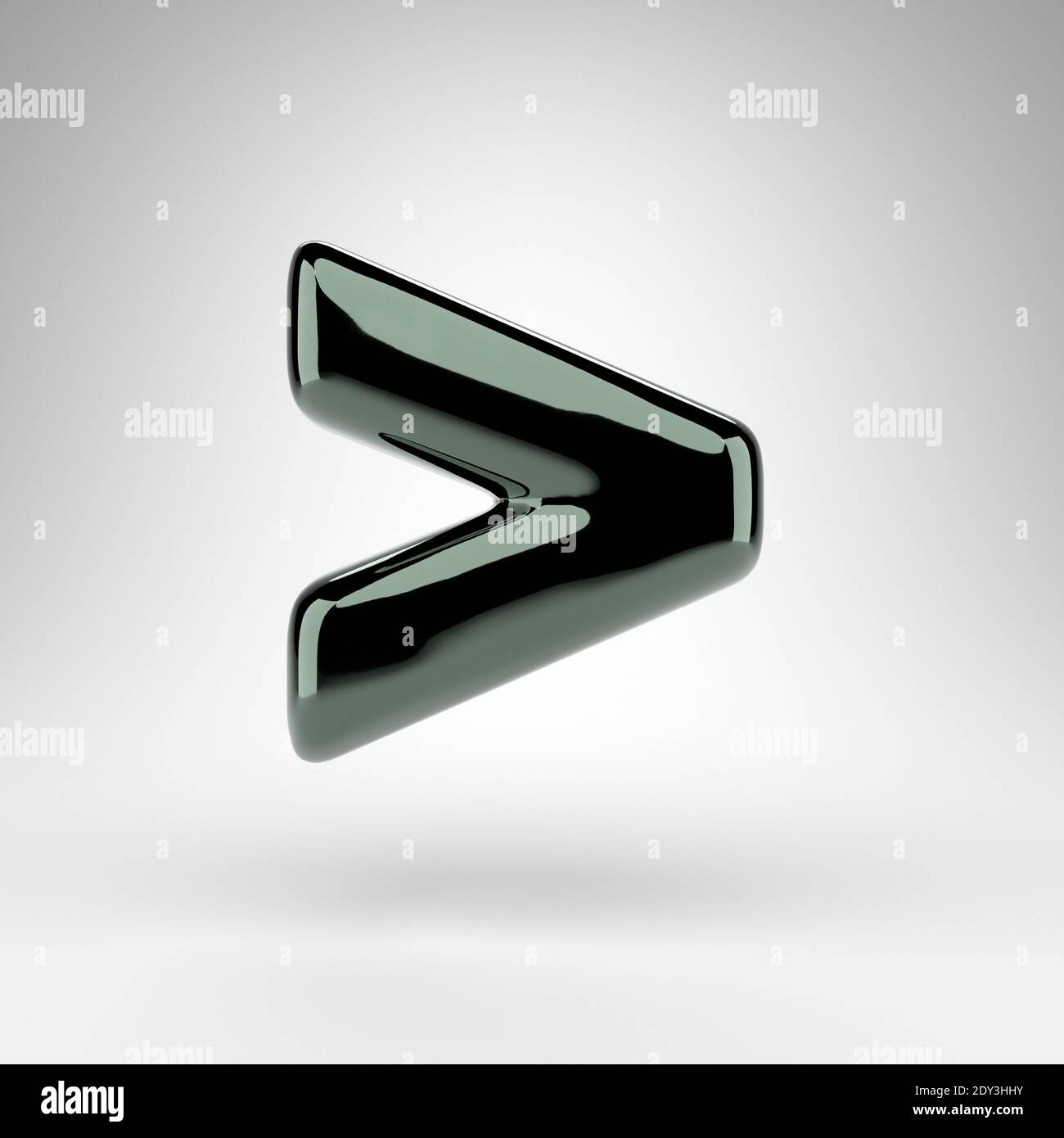 More than symbol on white background. Green chrome 3D rendered sign with glossy surface Stock ...