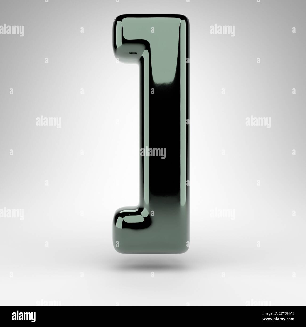 Right square bracket symbol on white background. Green chrome 3D ...
