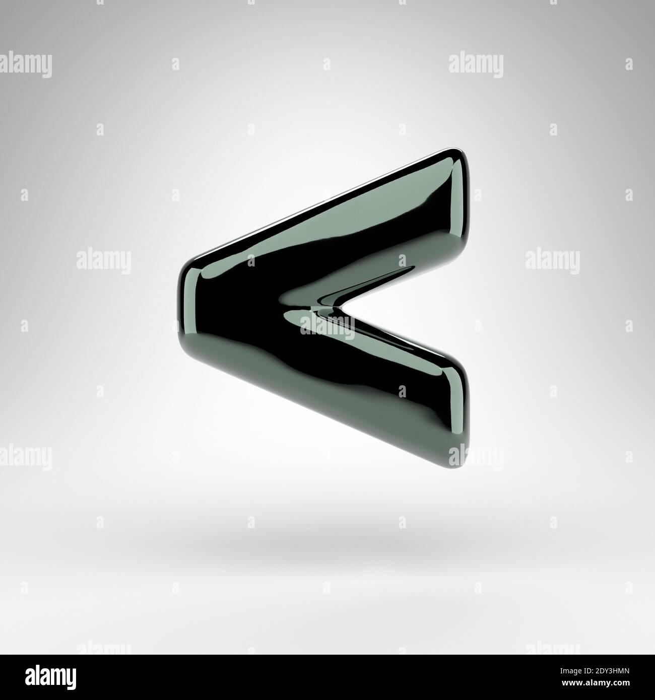 Less than symbol on white background. Green chrome 3D rendered sign ...