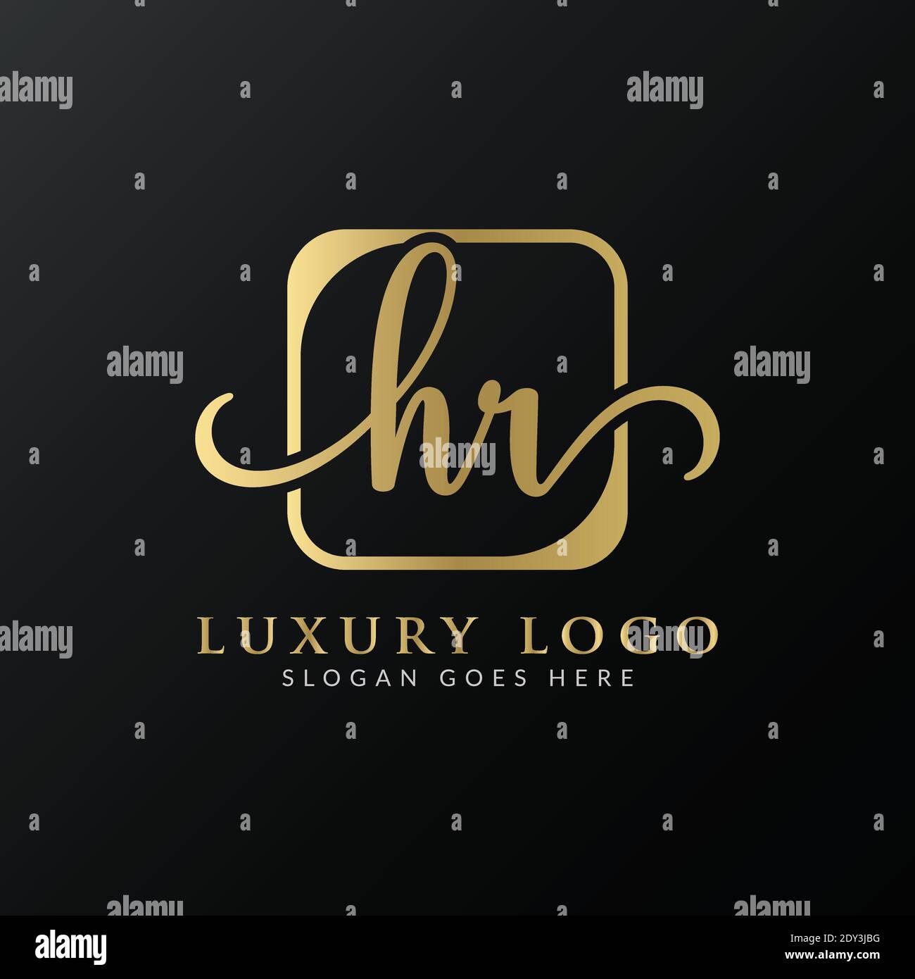 HR Logo Design Vector Template. Initial Luxury Letter HR Vector ...