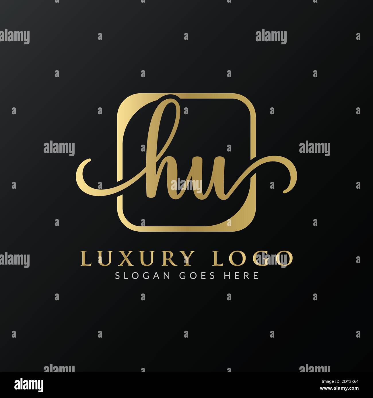 HU Logo Design Vector Template. Initial Luxury Letter HU Vector Illustration Stock Vector Image ...