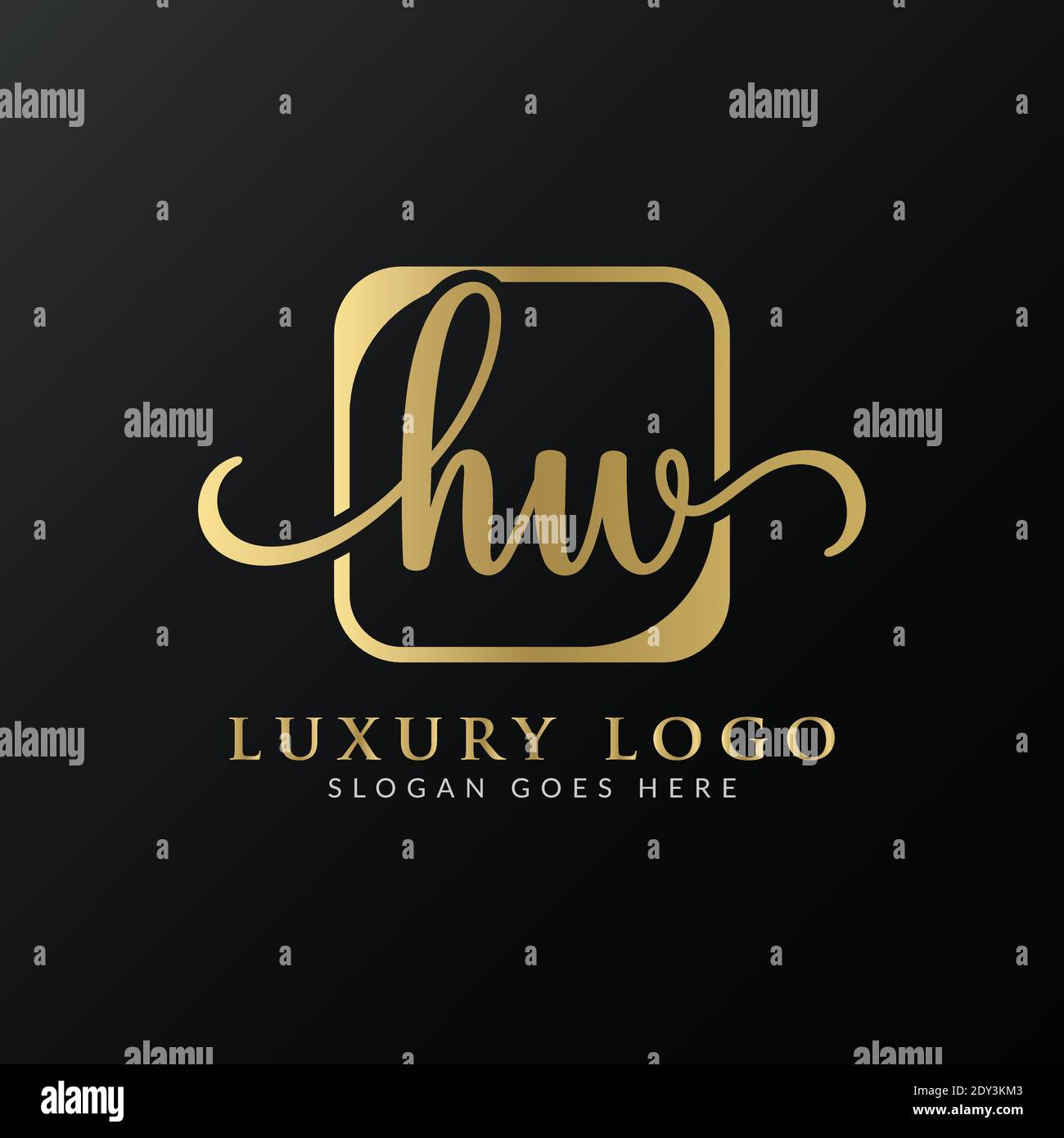 HW Logo Design Vector Template. Initial Luxury Letter HW Vector ...
