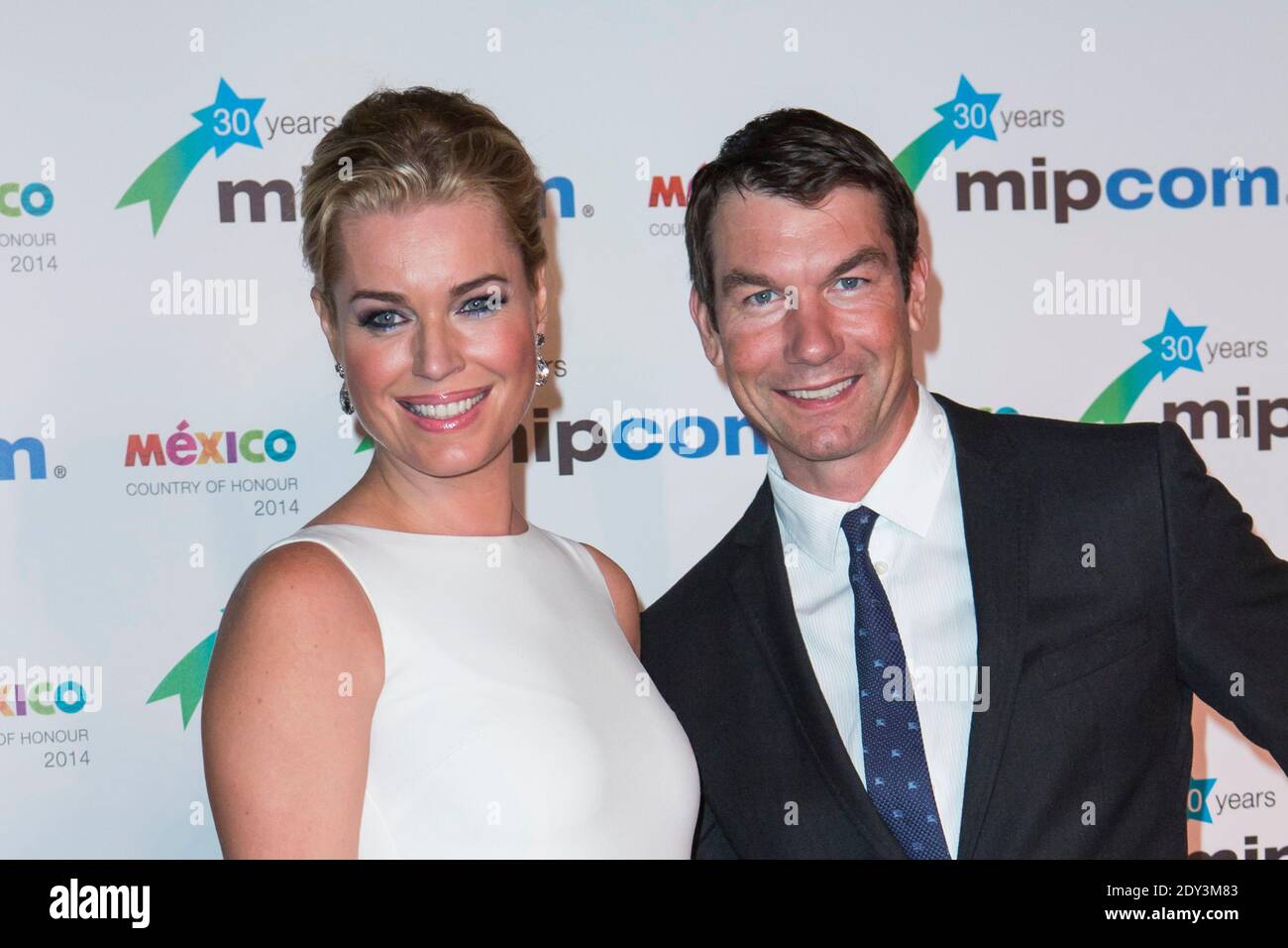 Rebecca Romijn, Jerry O'Connel walking the red carpet at the MIPCOM ...