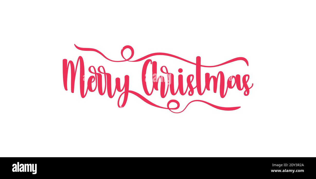 Merry Christmas red hand lettering inscription to winter holiday design ...