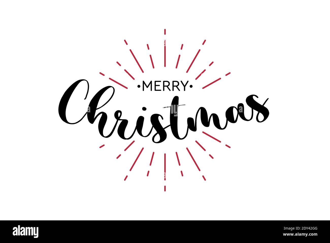 Merry Christmas red hand lettering inscription to winter holiday design ...
