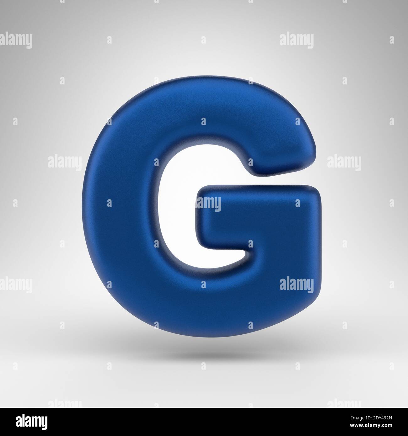Letter G uppercase on white background. Anodized blue 3D rendered font ...
