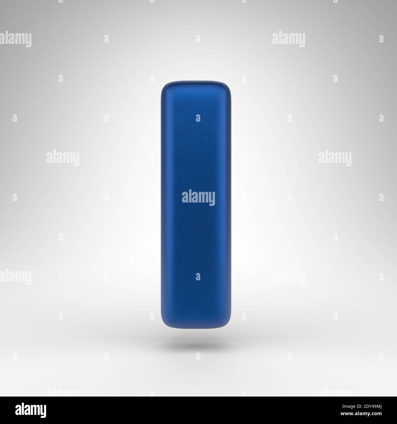 Letter I uppercase on white background. Anodized blue 3D rendered font ...