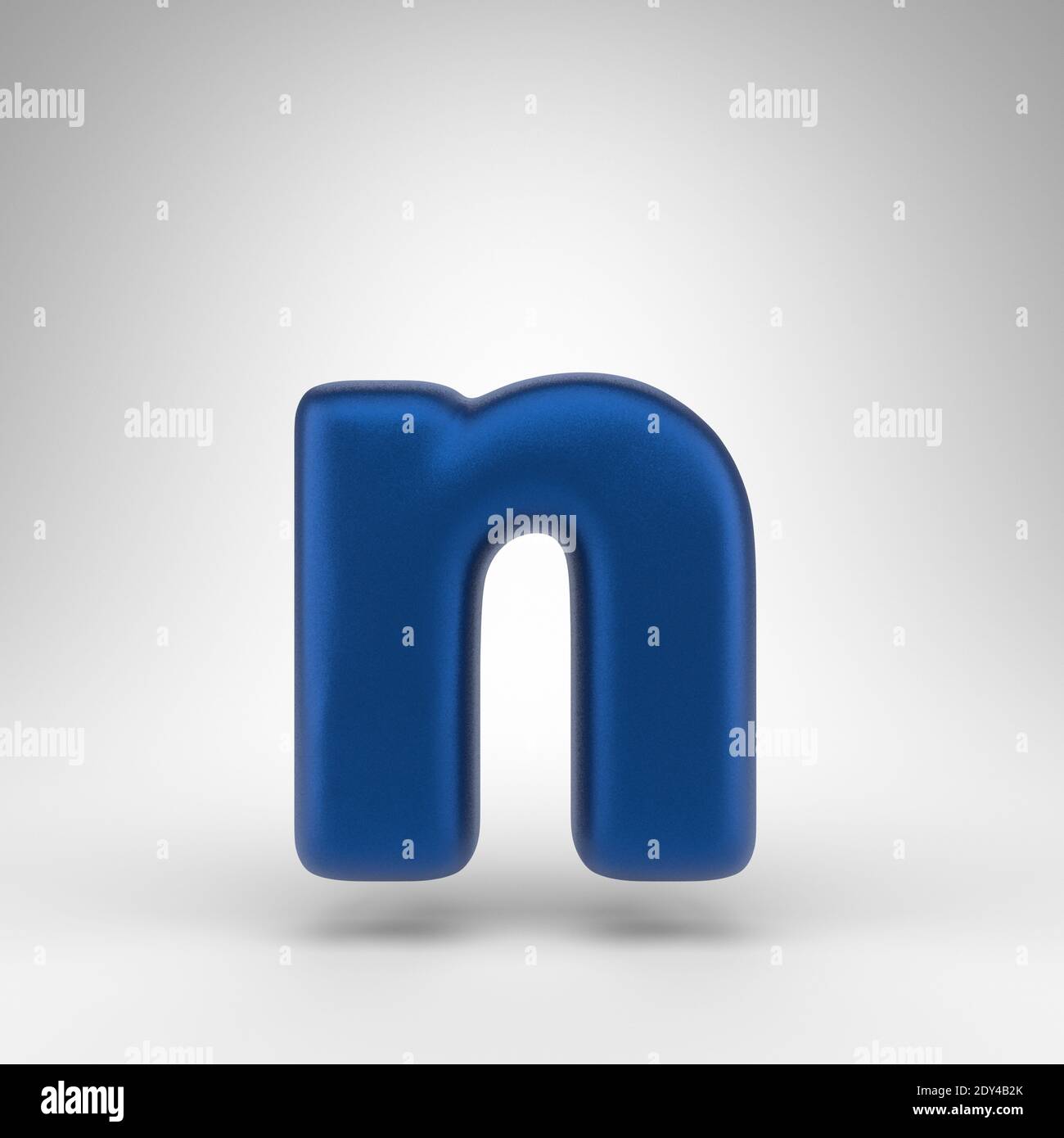 Letter N lowercase on white background. Anodized blue 3D rendered font ...