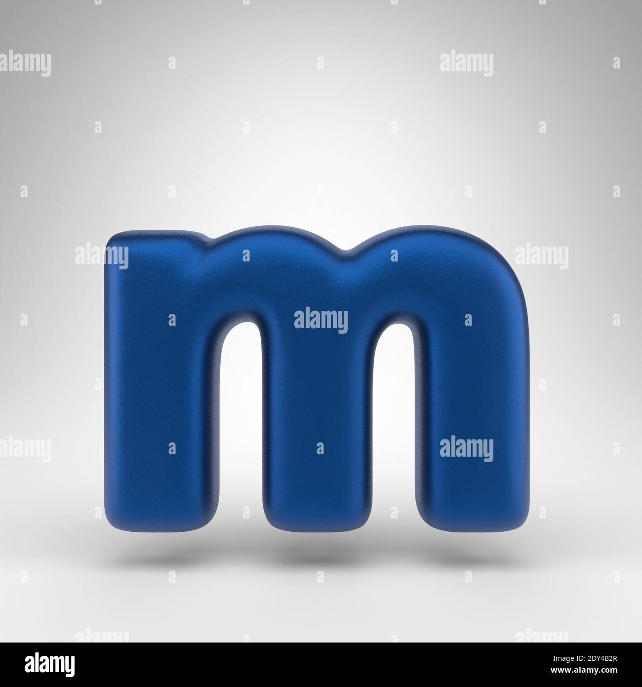 Letter M lowercase on white background. Anodized blue 3D rendered font ...