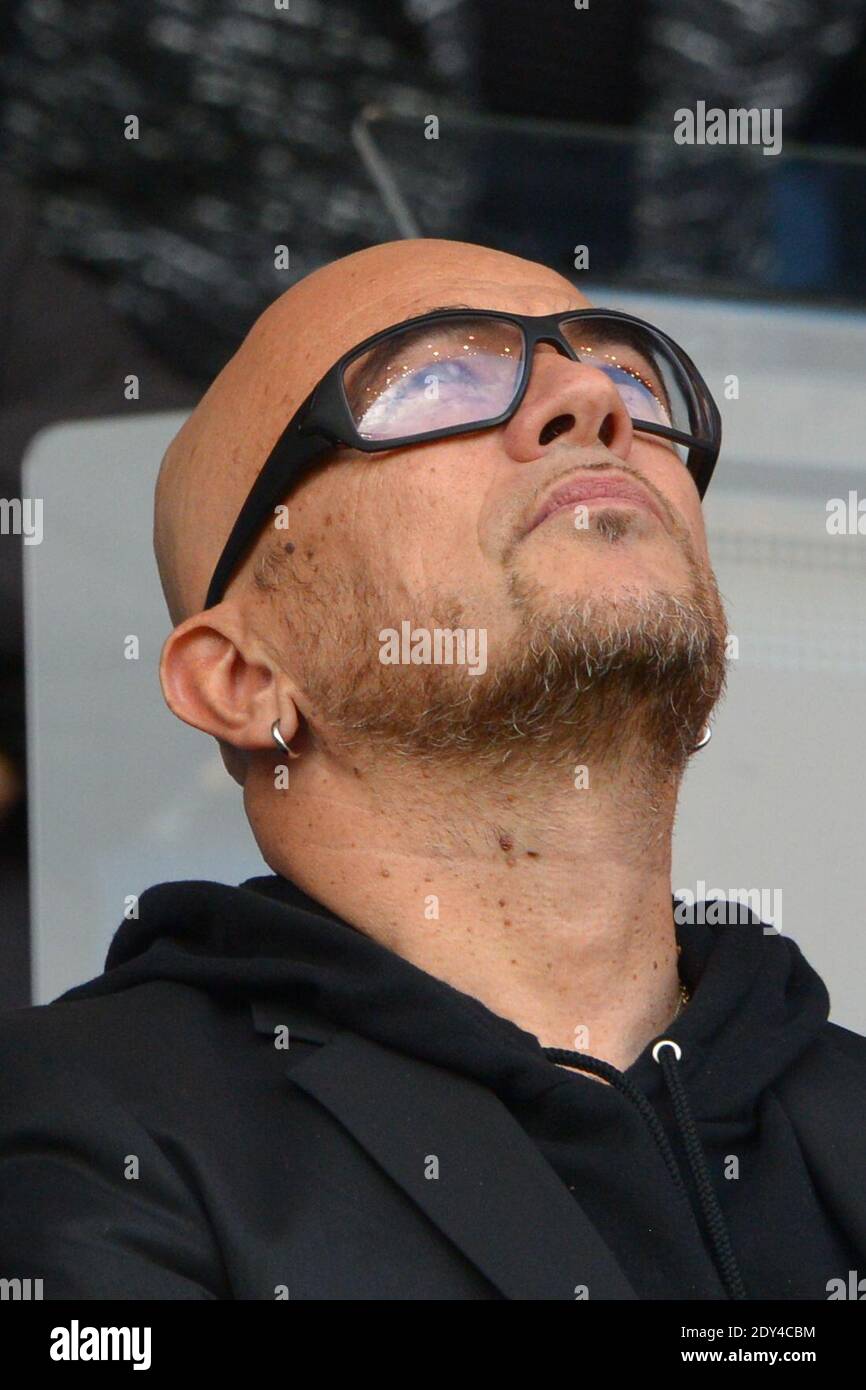 Singer Pascal Obispo attending the French First League soccer match ...